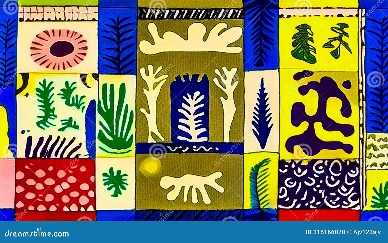 An Colourful Abstract Art Piece of Cut Out Shapes Stock Illustration ...