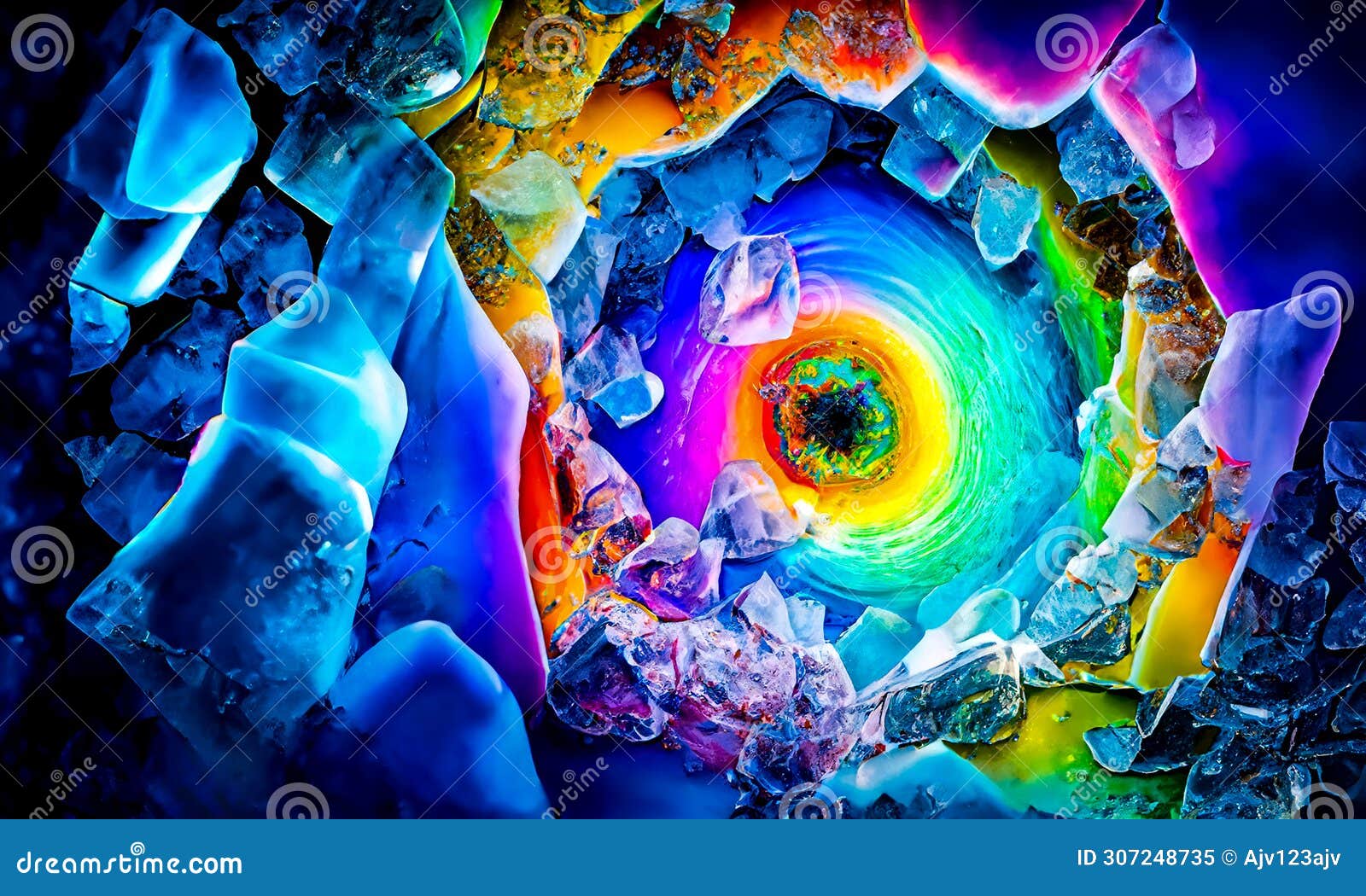 Display of a Colourful Rainbow Shown in a Freezing Iceberg Stock ...