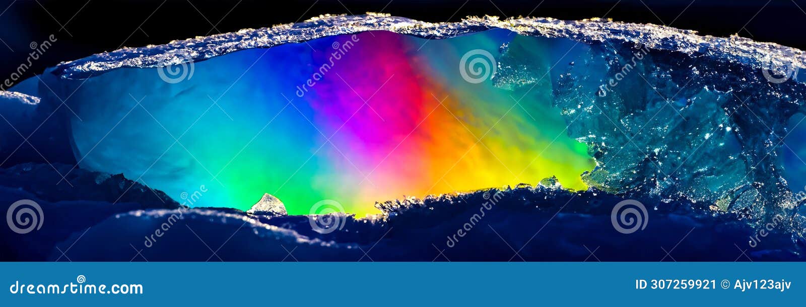 A Highly Coloured Image Of Rainbow Colours Shown In A Freezing Iceberg ...