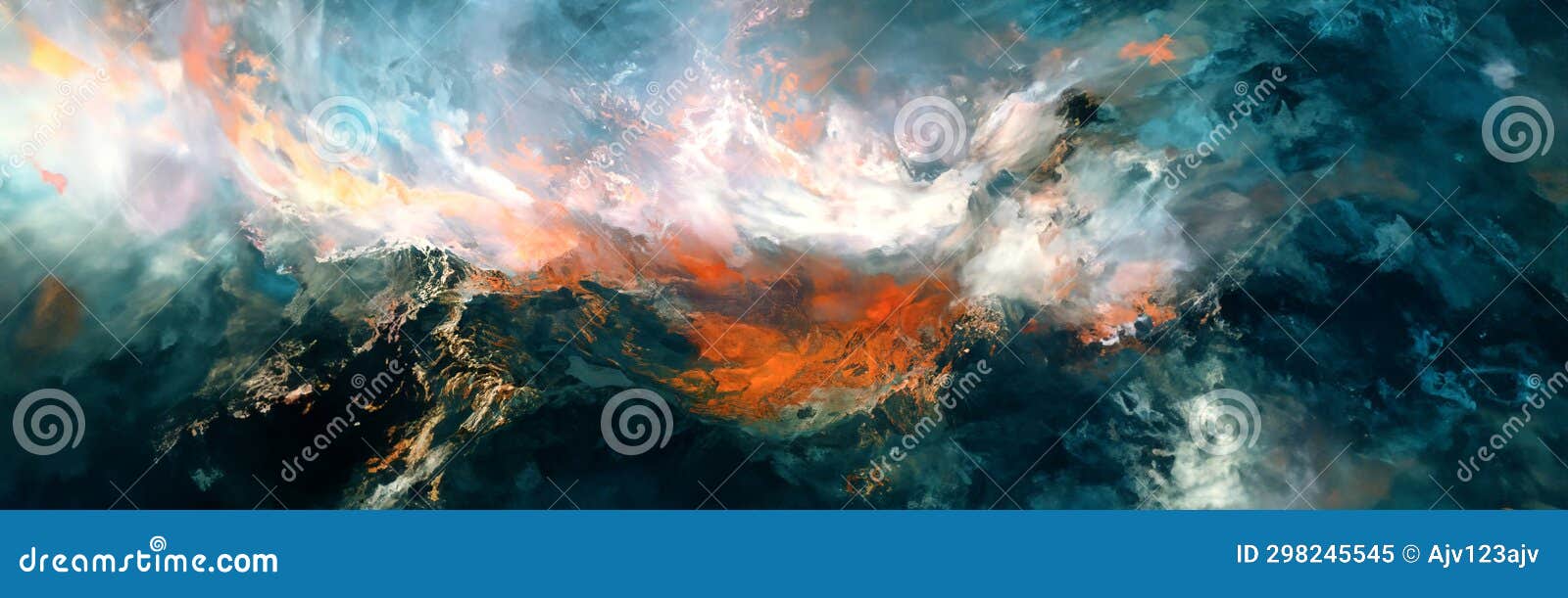 An Apocalyptic Panoramic Image of Mountains and Dark Clouds Stock ...