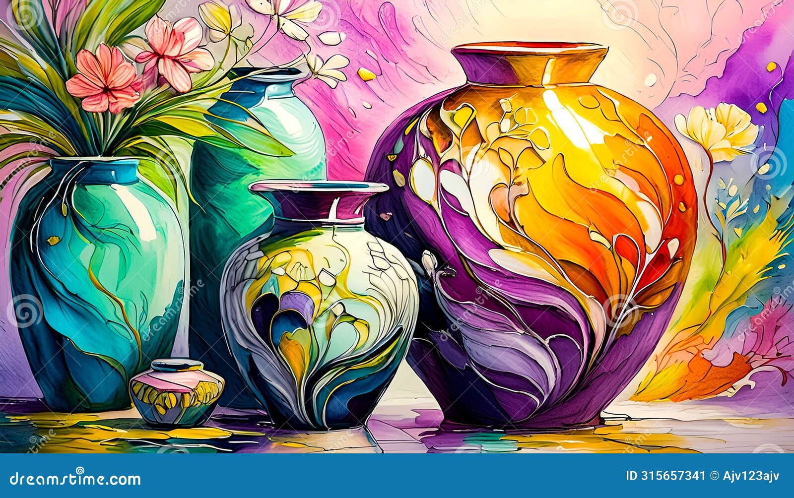 An Artistic Generated Concept Image Of A Unique Ceramic Vase On A ...