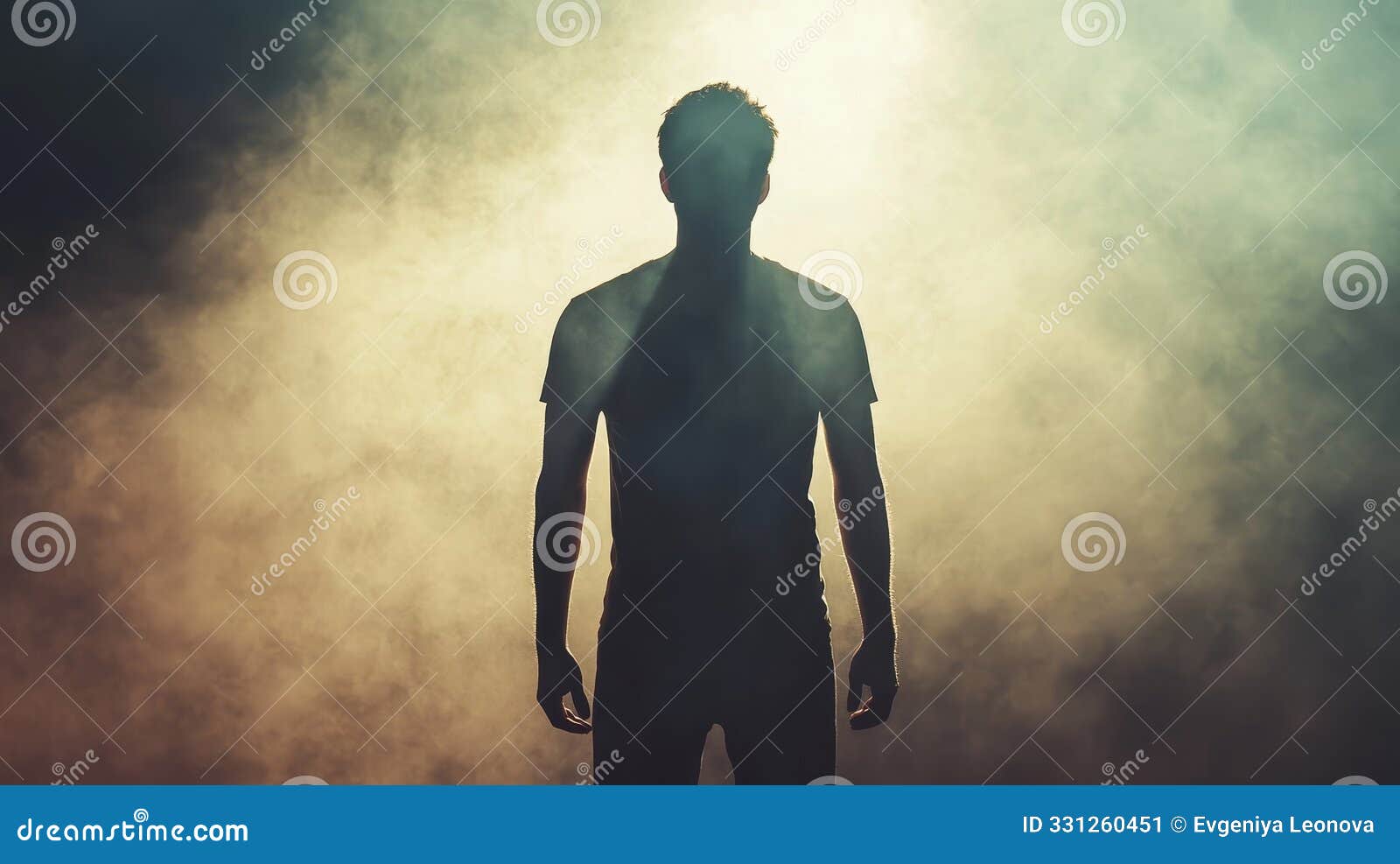 Artistic Image Striking Silhouette of Man Standing in Bright Light with ...