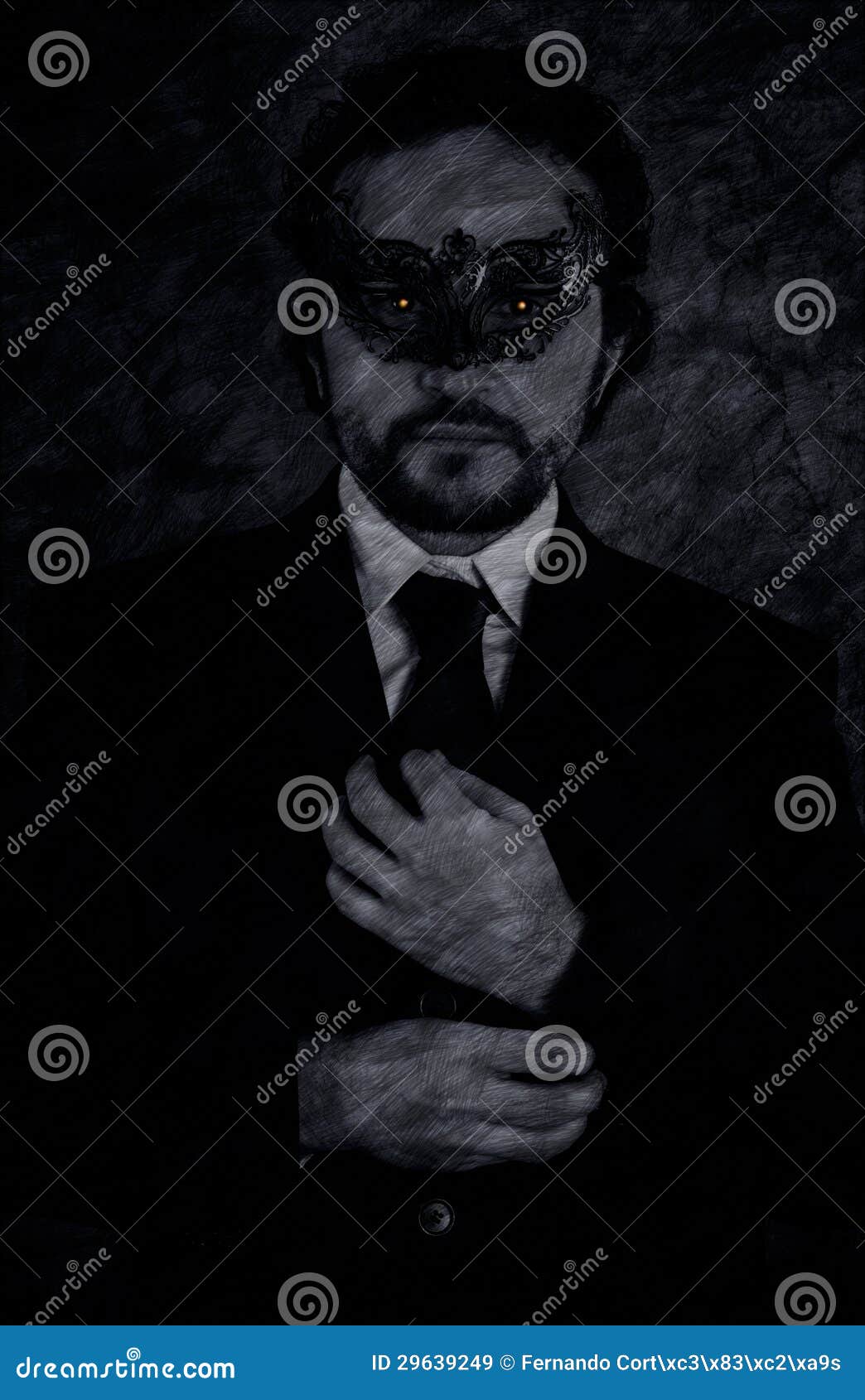 Artistic Image of Vampire Masked Mystery Man and Elegant Black S Stock ...
