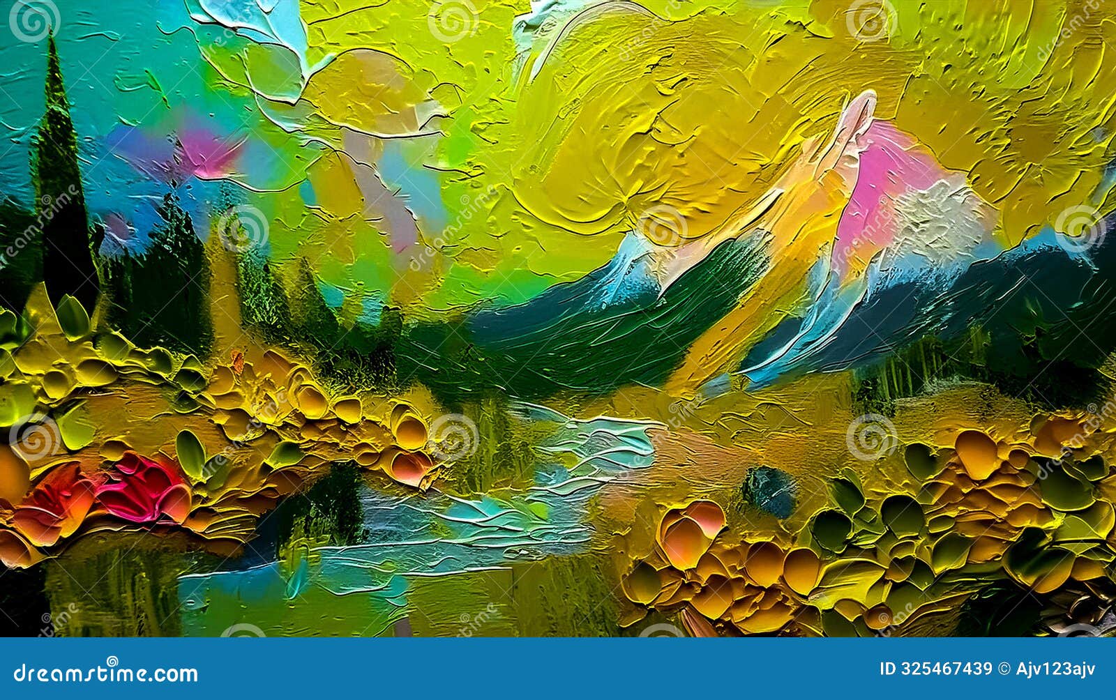 An Artistic Impasto Style Sketch of a Studio Painting Showing a ...