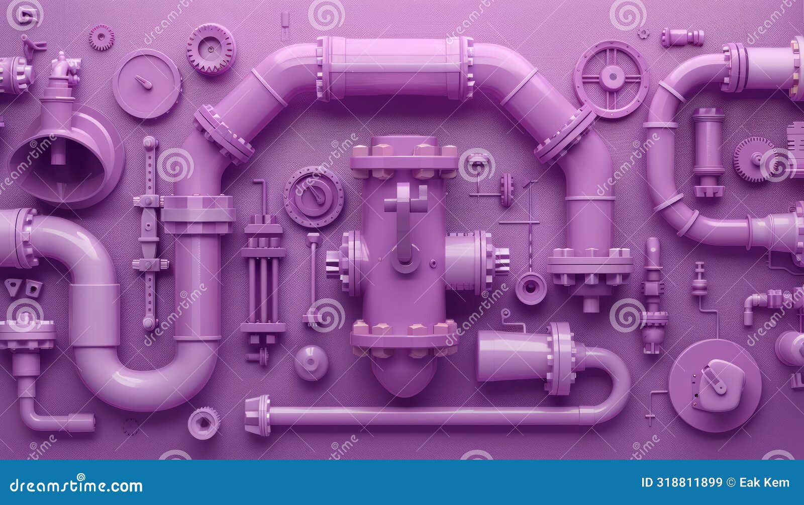 Artistic Industrial Pipe Arrangement on Solid Purple Background ...