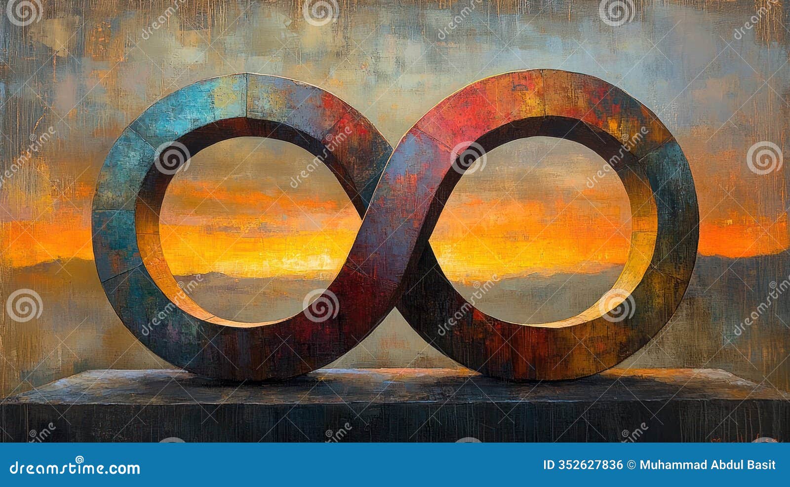 An Artistic Infinity Symbol Against a Vibrant Sunset Backdrop Stock ...
