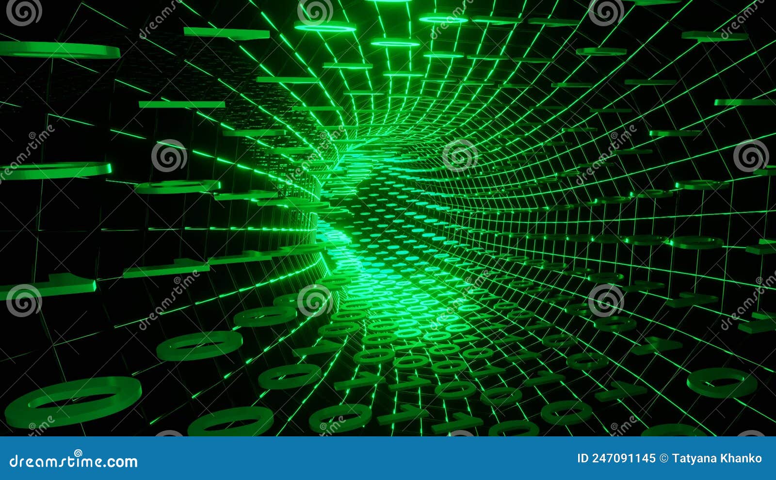 Artistic Infographics Binary Numbers Rotation Tunnel. Technology ...