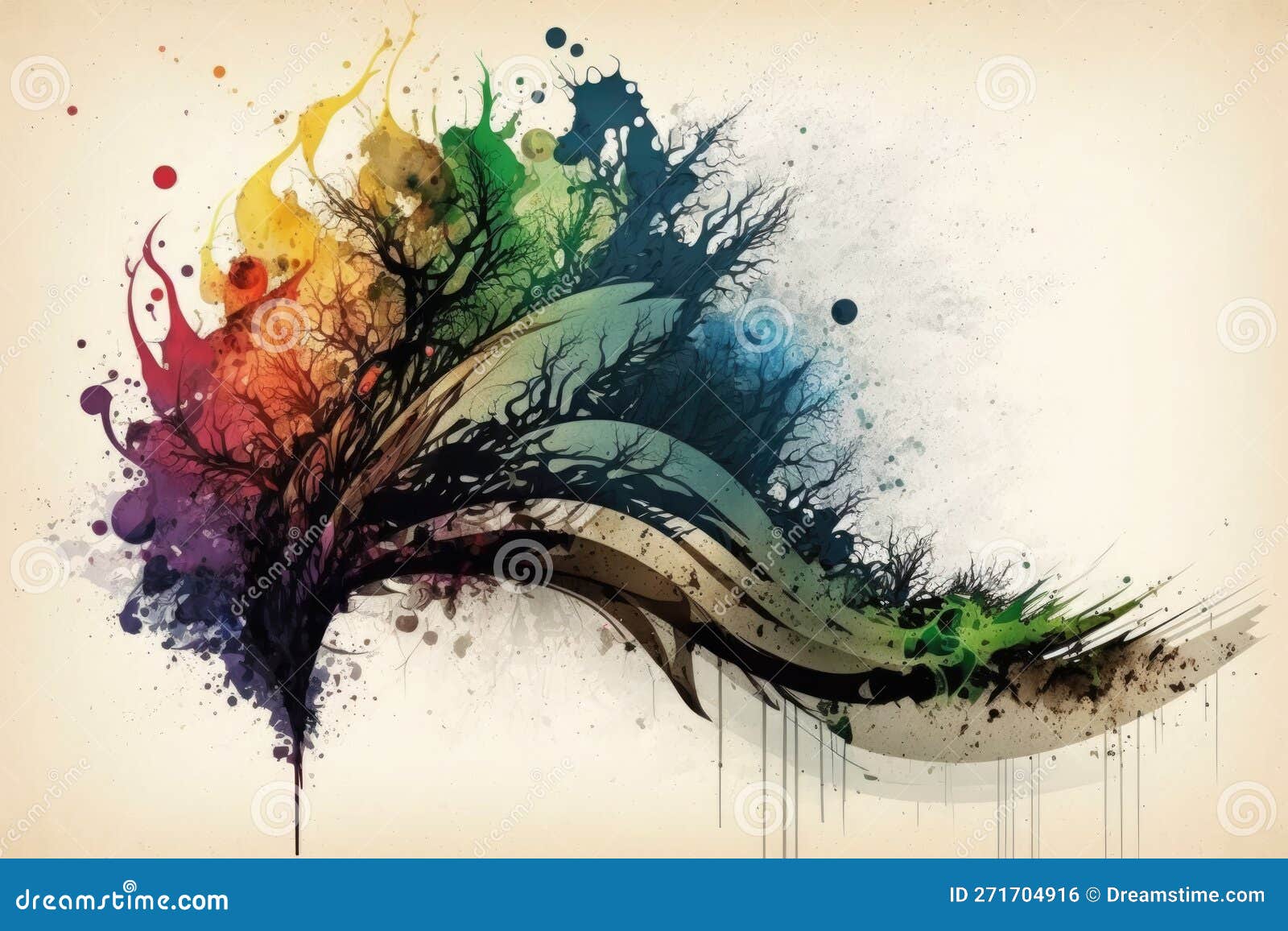Artistic Ink and Watercolor Abstract Design Stock Illustration ...