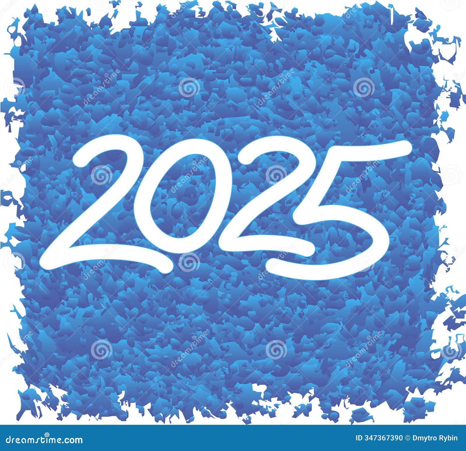 Artistic Inscription 2025 on a Blue Gradient Background. New Year S ...
