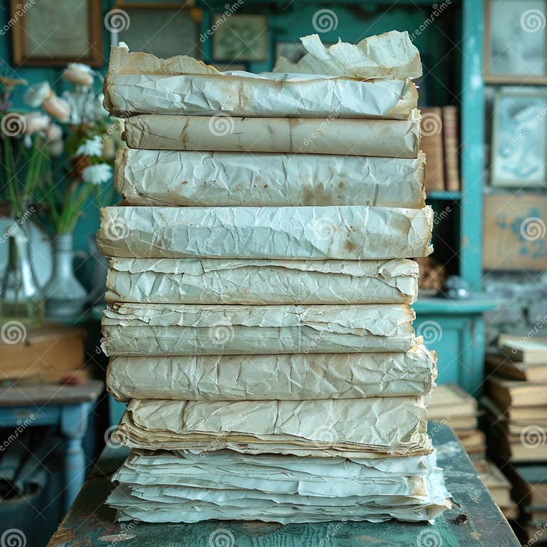 Artistic Inspiration: a Stack of Crumpled Paper on a Table, Esse Stock ...