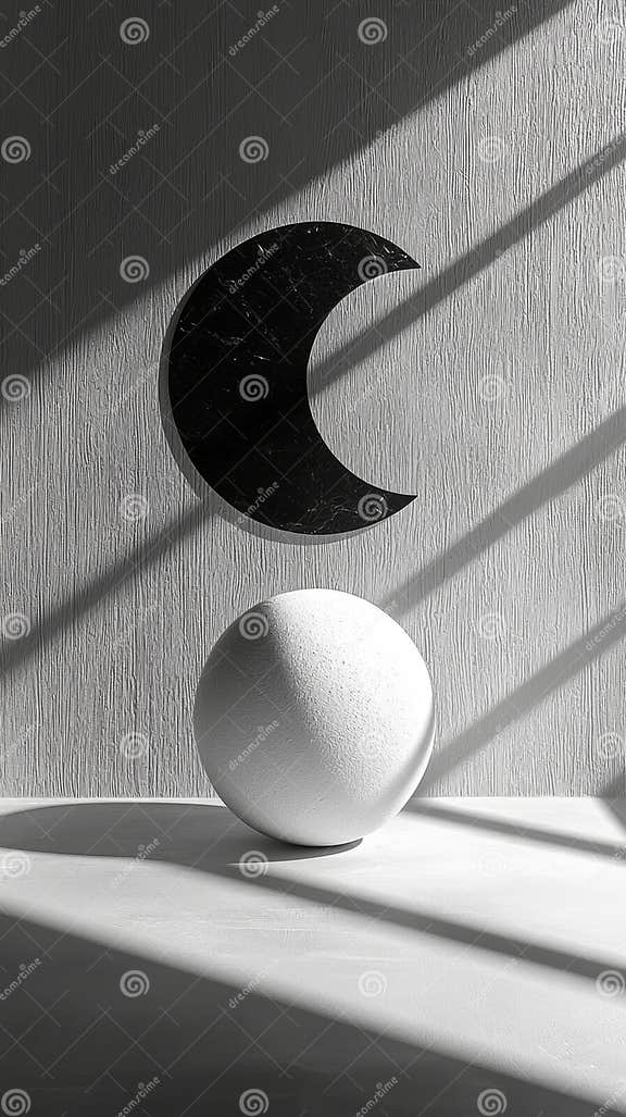Artistic Interplay of Light and Shadow with a Crescent Moon and ...