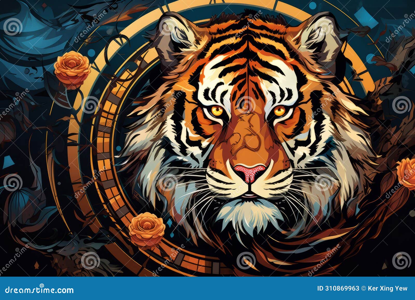 Artistic Interpretation of the Tiger Zodiac Symbol Stock Illustration ...