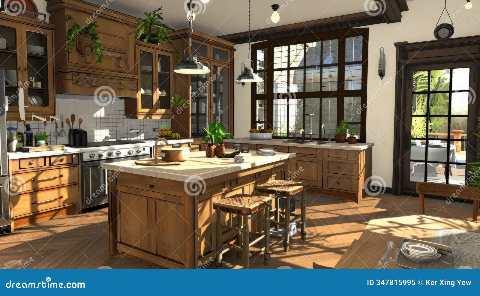 Artistic Kitchen Layout Design Stock Illustration - Illustration of ...