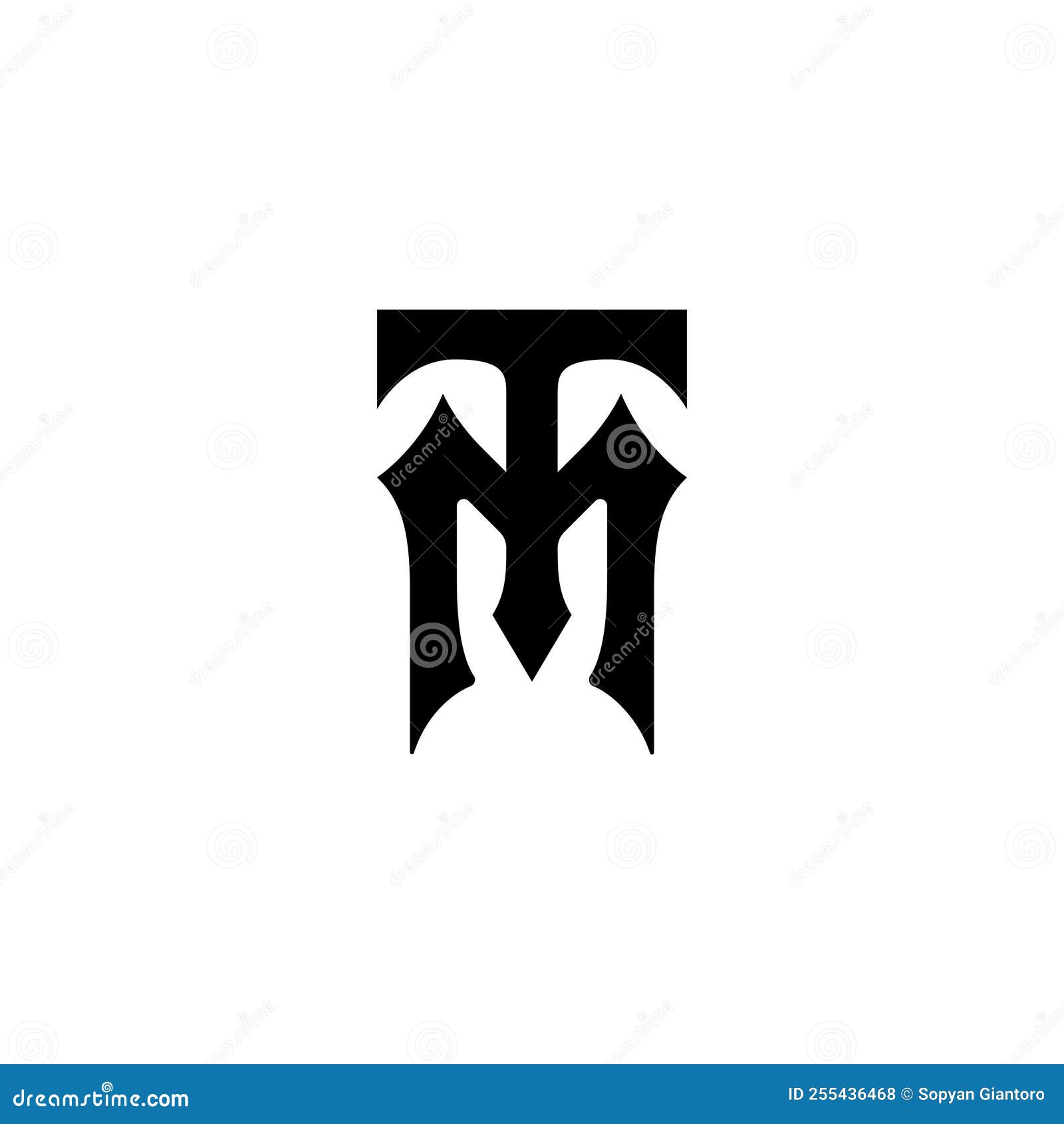 Artistic Letter T M Logo Initial with Medieval Style Stock Vector ...