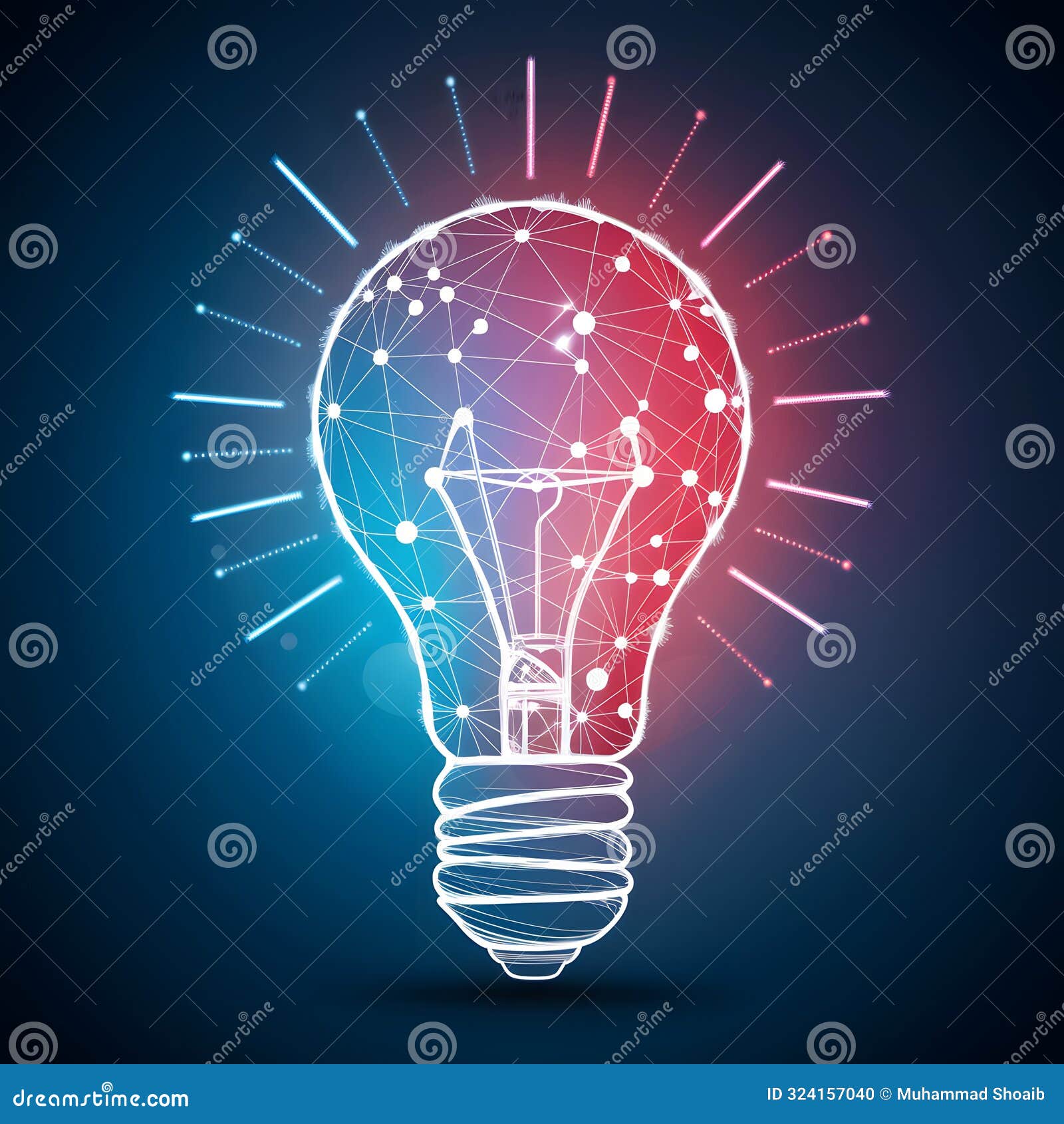 Artistic Light Bulb with Interconnected Dots Emitting Vibrant Colors on ...