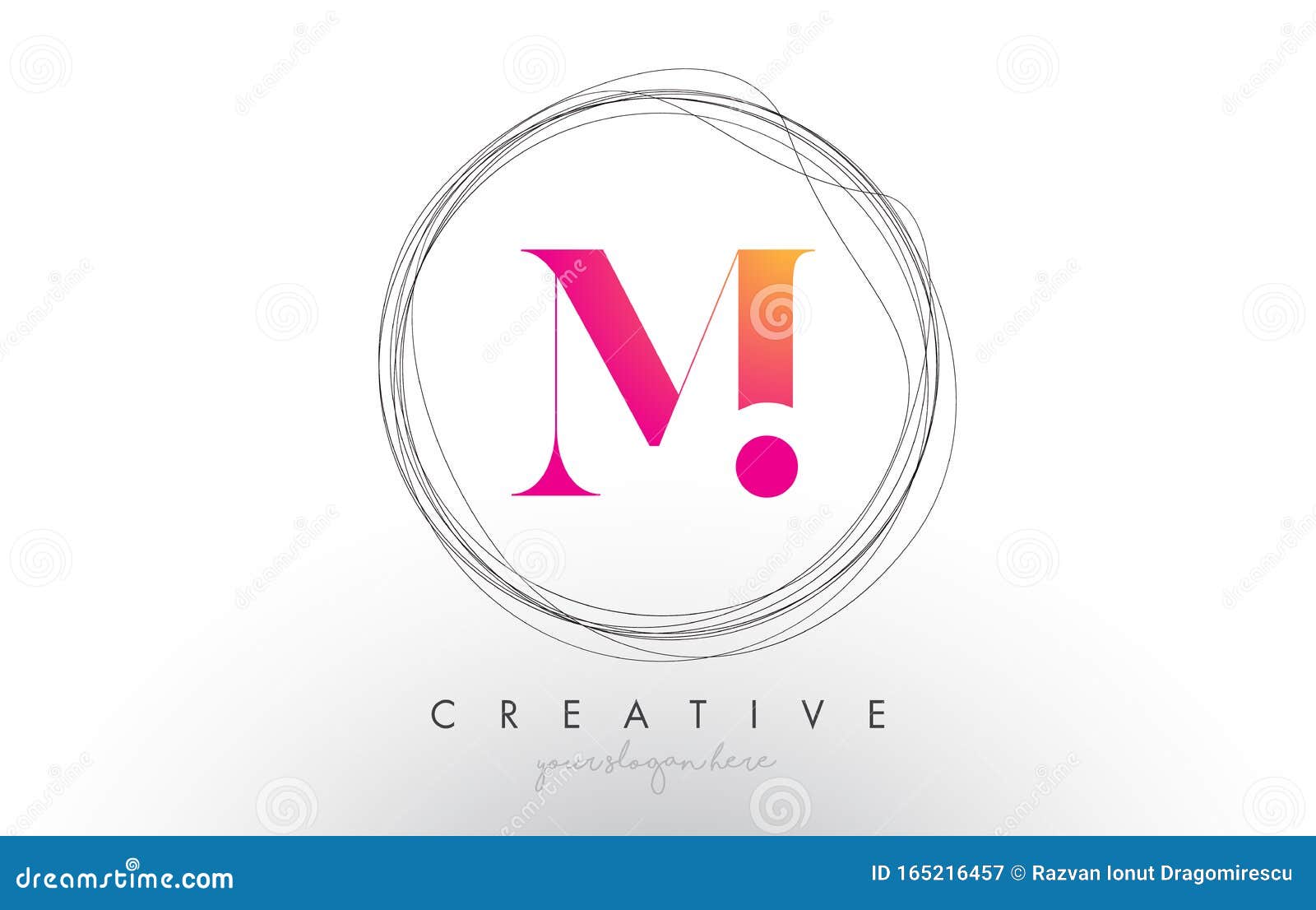 Artistic M Letter Logo Design with Creative Circular Wire Frame Around ...