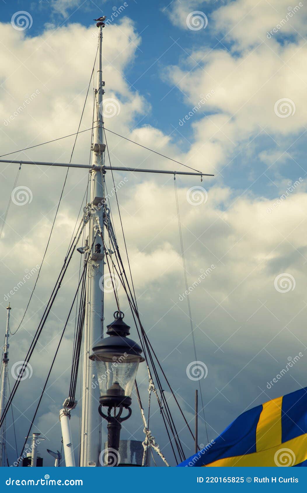 Artistic Mast with Lantern Display in Stockholm Harbor Stock Image ...