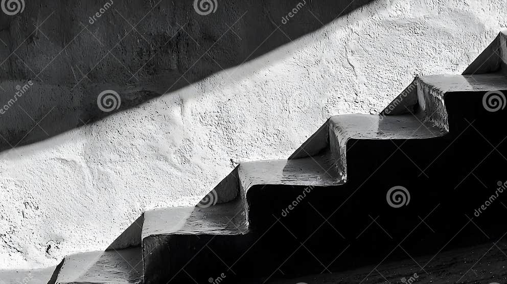 Artistic Monochrome Staircase with Dramatic Shadows Stock Illustration ...