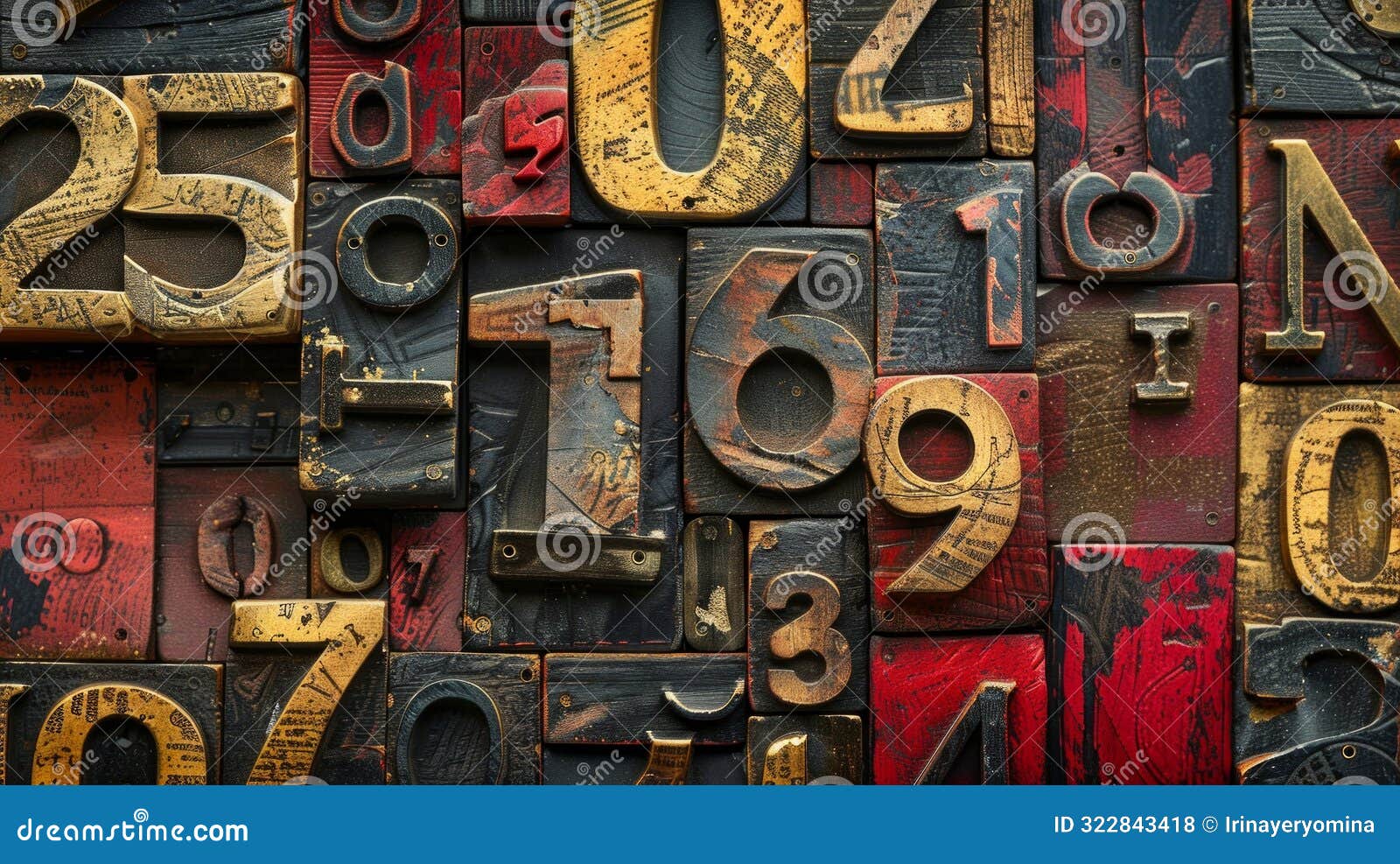 Artistic Mosaic of Vintage Numerology Numbers Stock Photo - Image of ...