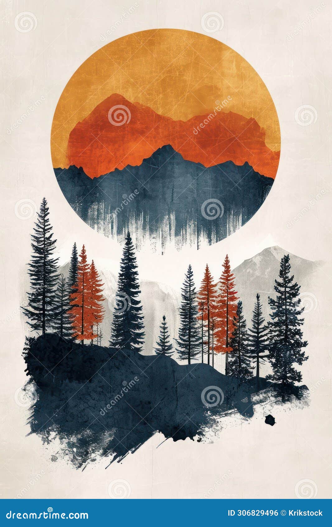 Artistic Mountain Landscape with Vibrant Sunset and Pine Trees. Stock Photo - Image of sunset ...