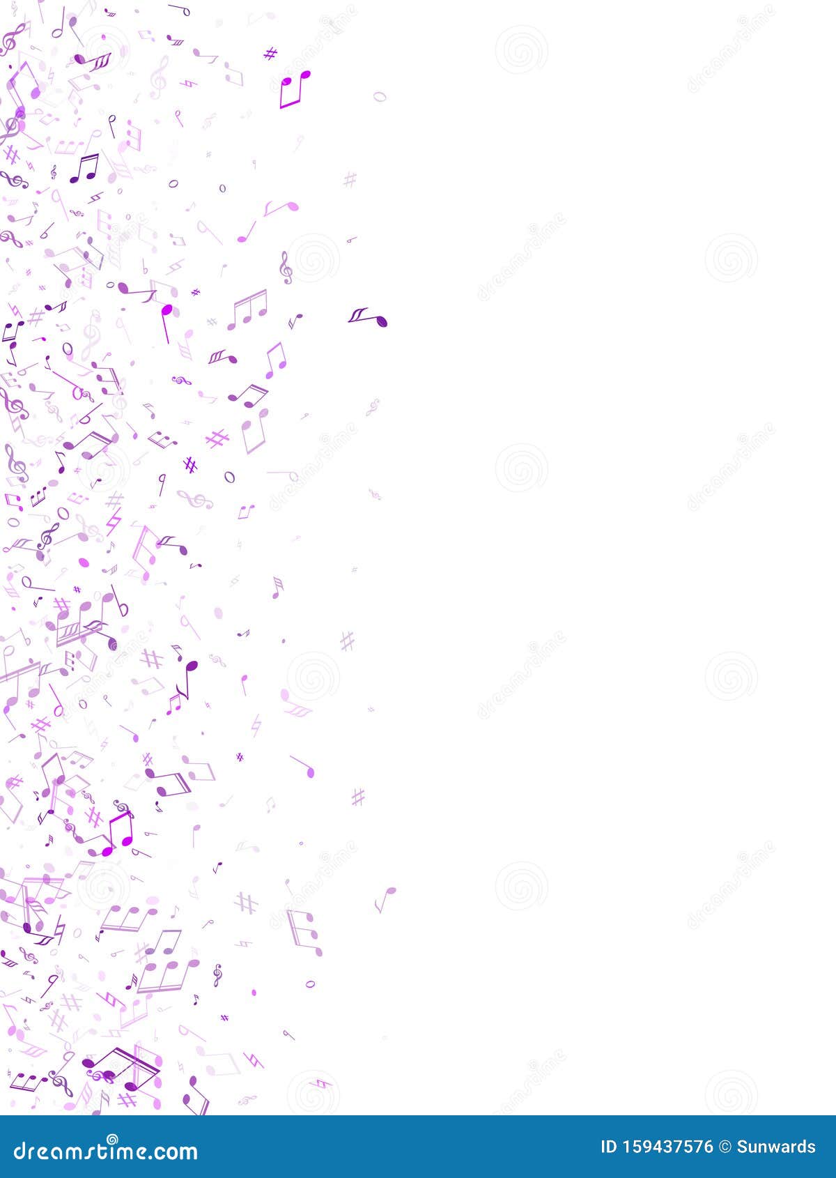 Artistic Music Studio Background. Violet Melody Sound Notes Stock ...