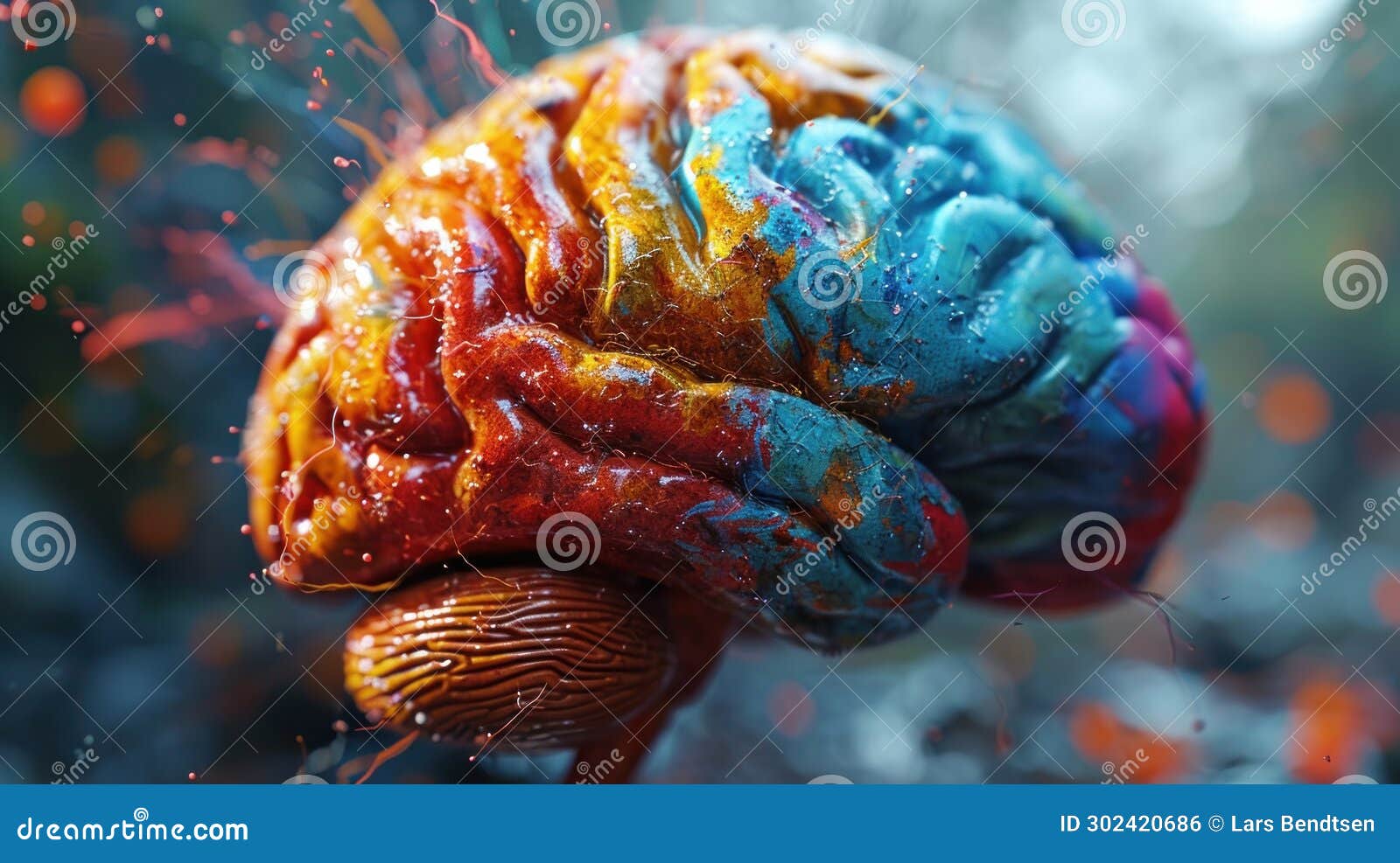 Artistic Neural Render Of Human Brain - AI Generated Royalty-Free Stock ...