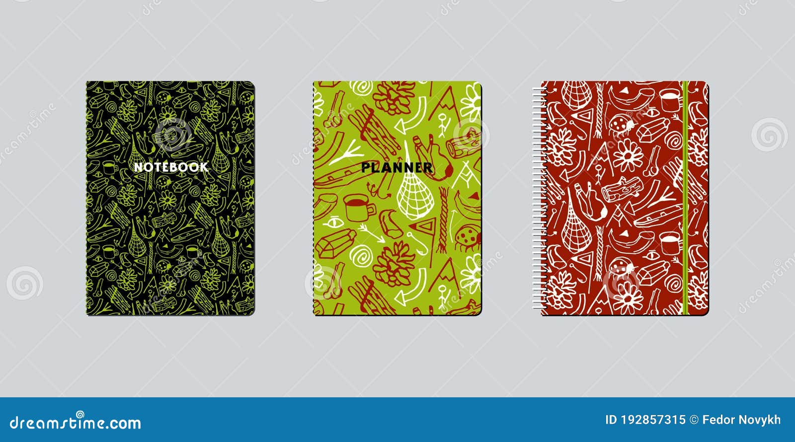 Artistic Notebook Covers Design with Hand-drawn Graphic Stock Vector ...