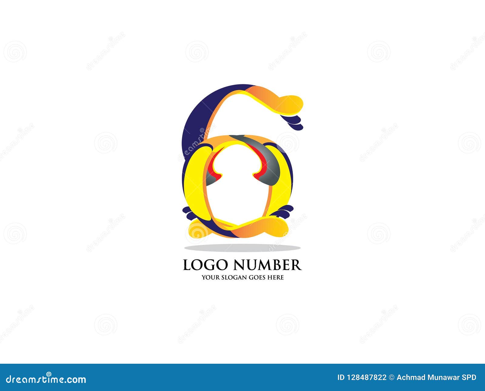Artistic Number 6 Logo Vector Stock Illustration - Illustration of ...