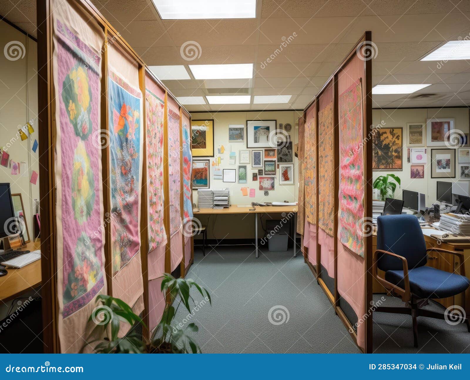 Artistic Office Room Divider with Vibrant Decorations Stock ...