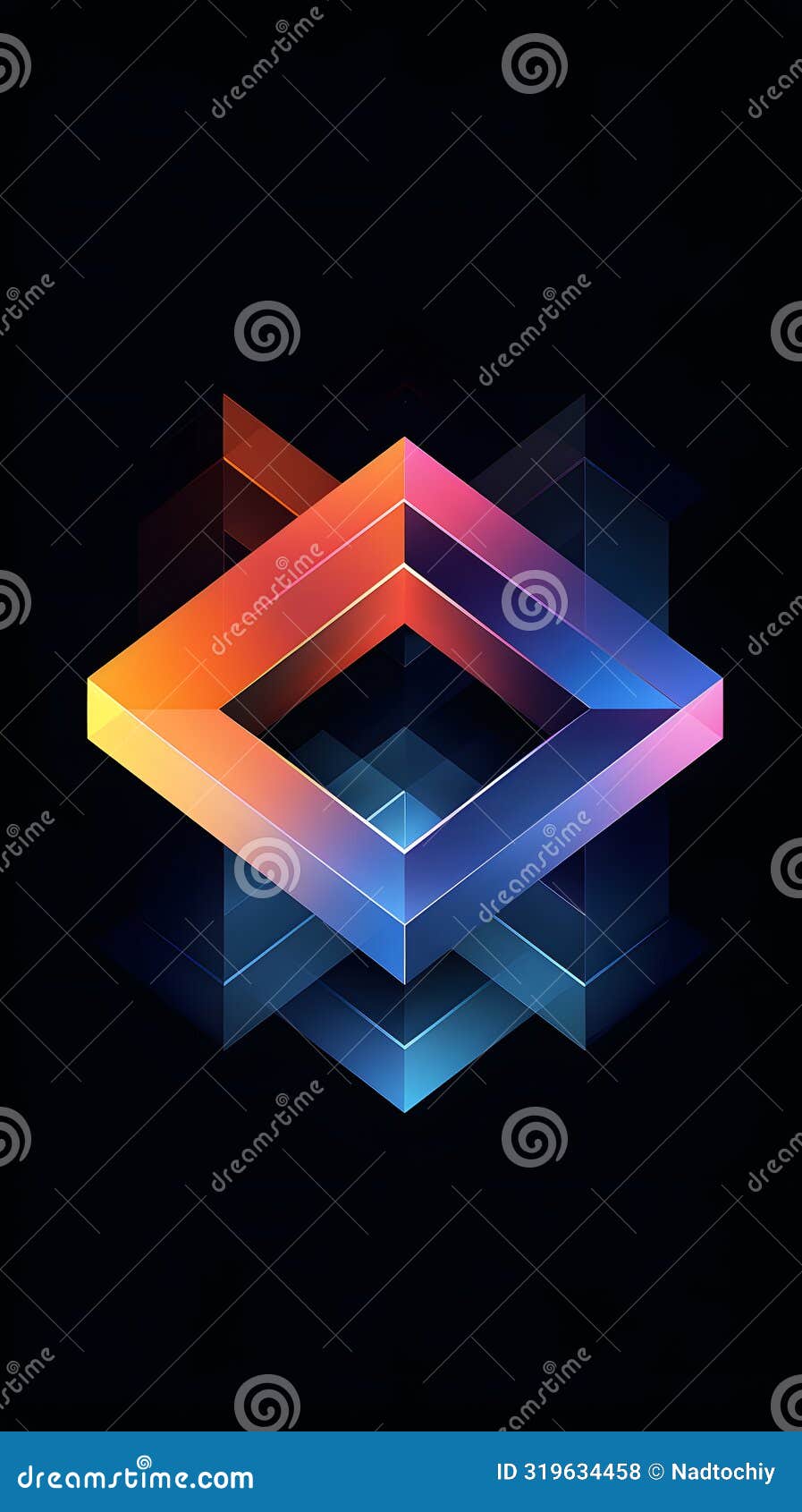 Artistic Optical Illusion with an Electric Blue Square on Black ...