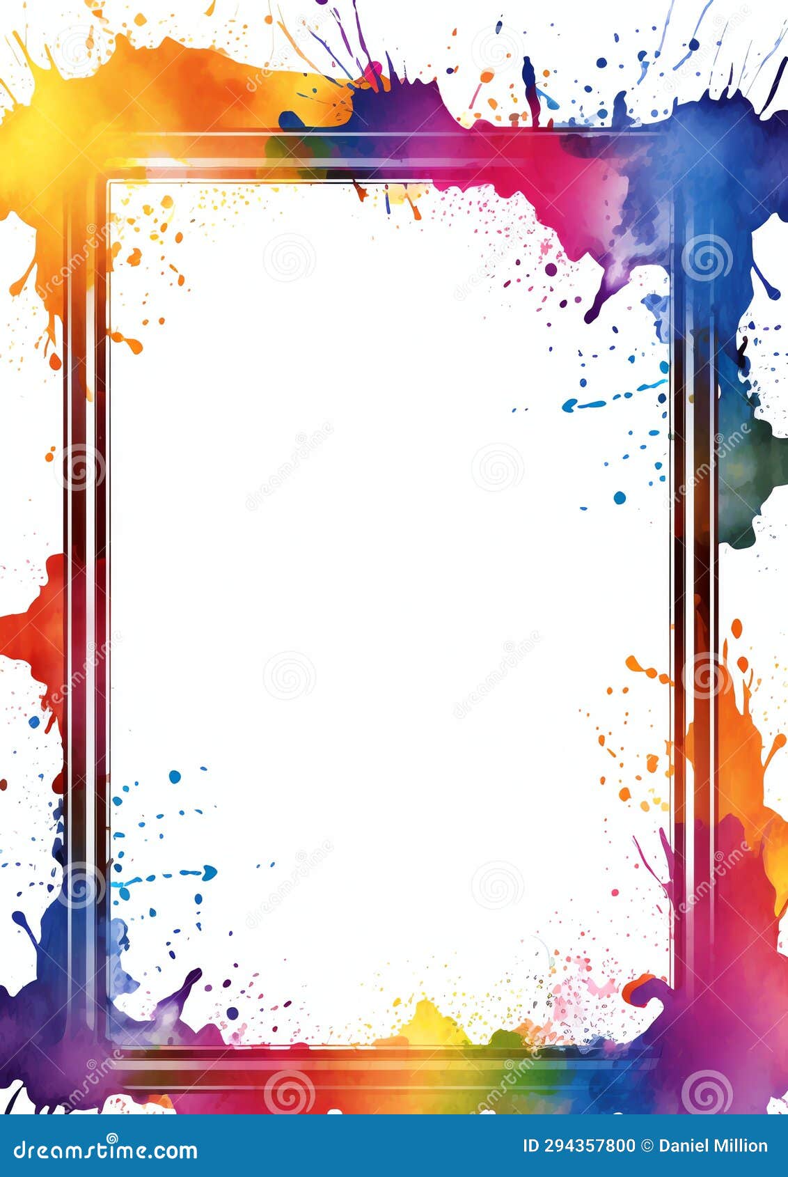 Artistic Paint Splatter Frame Border On White Background Stock ...