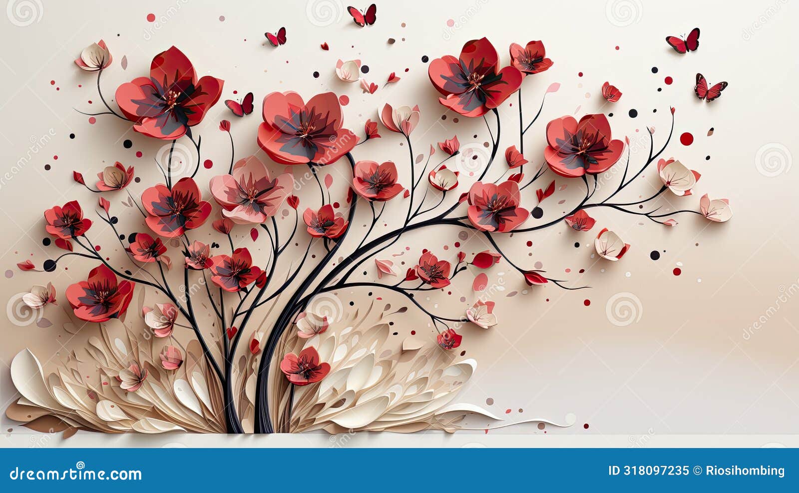 Artistic Paper Crafted Floral Display on Neutral Backdrop Wallpaper ...