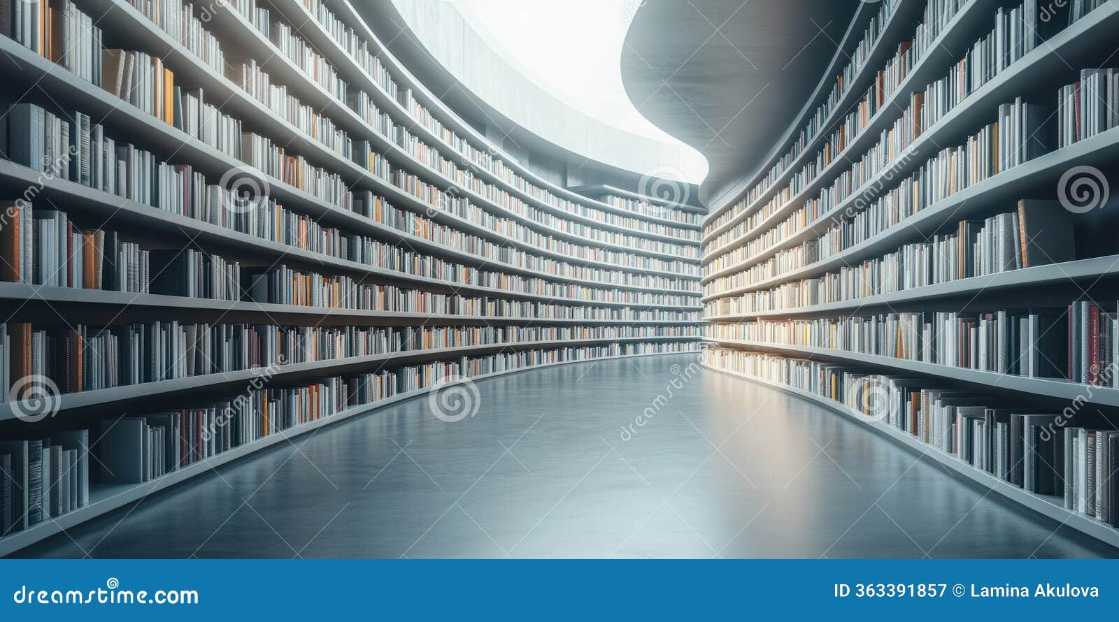 Artistic Perspective Of Endless Bookshelves In Modern Library ...