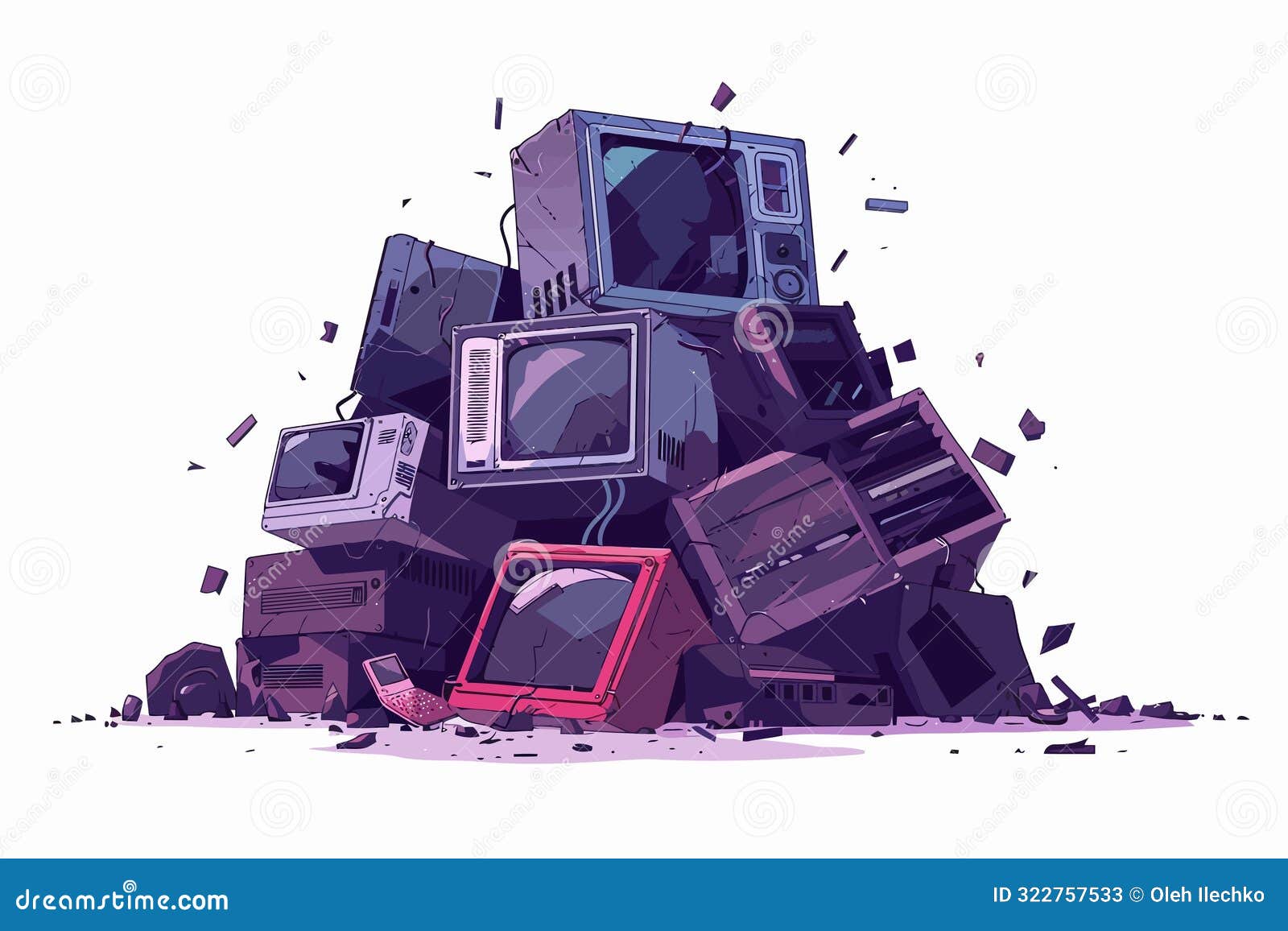 Artistic Pile of Electronic Waste Isolated Vector Style Stock Vector ...