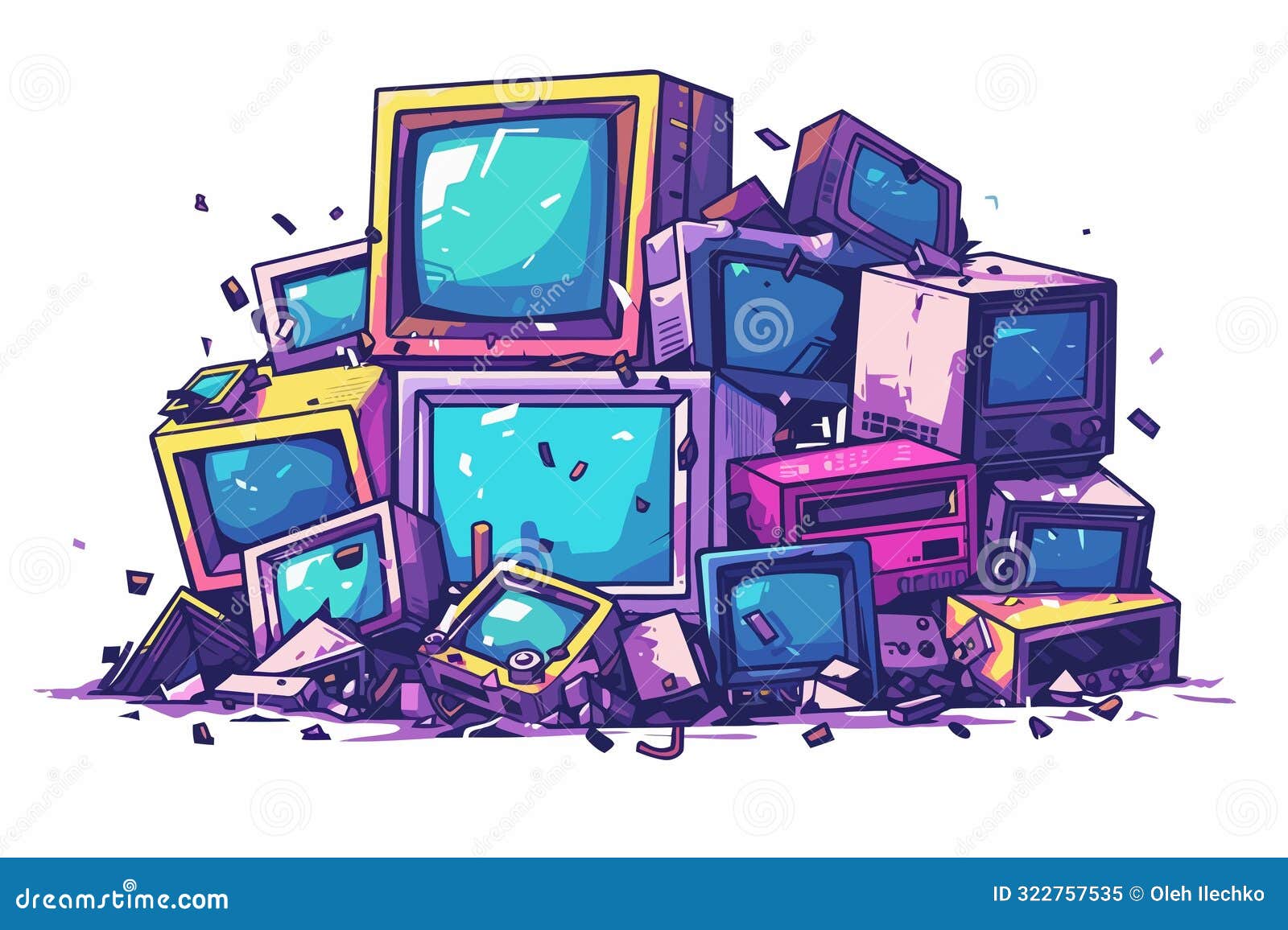 Artistic Pile of Electronic Waste Isolated Vector Style Stock Vector ...
