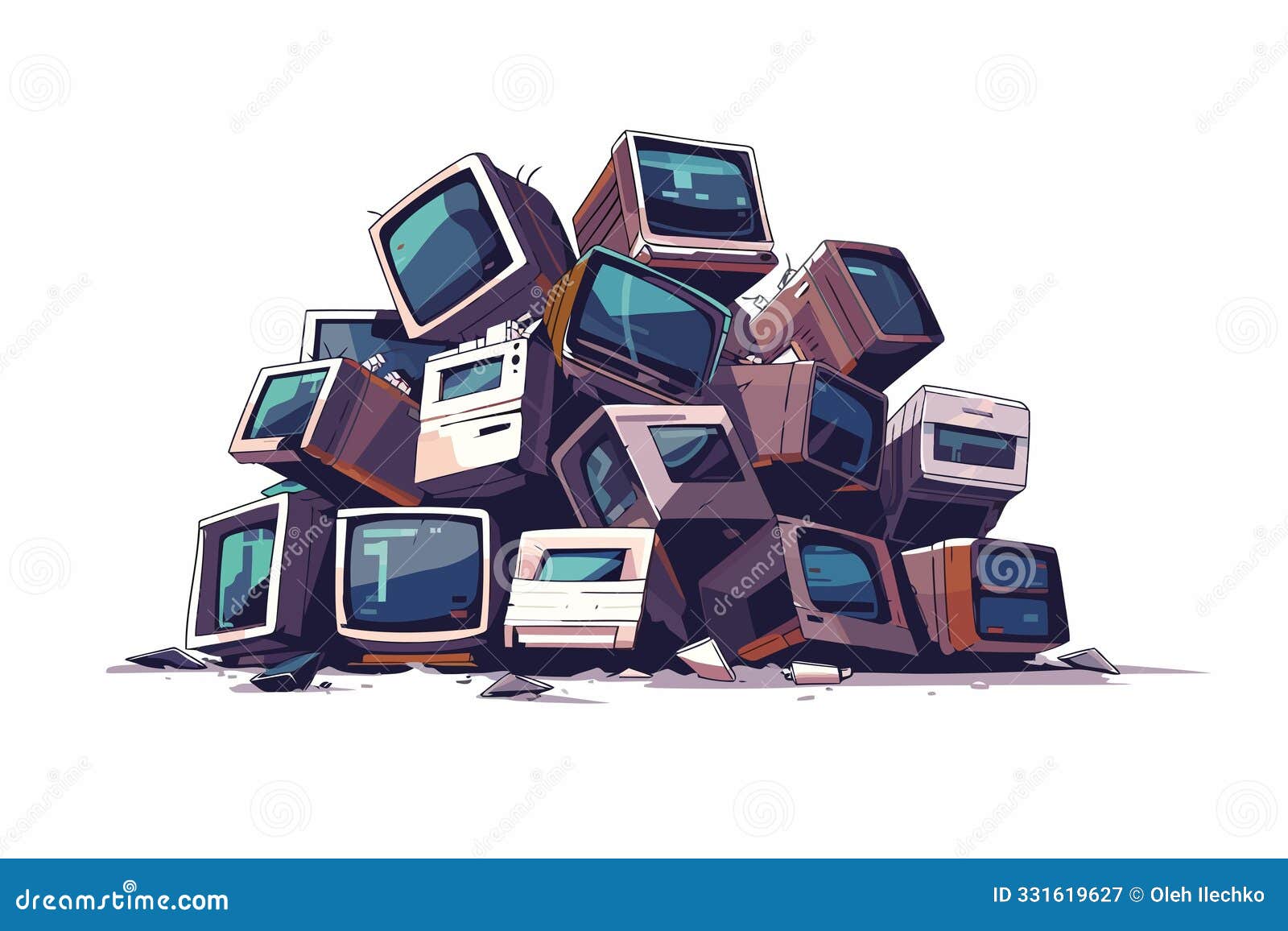 Artistic Pile of Electronic Waste Isolated Vector Style Stock Vector ...