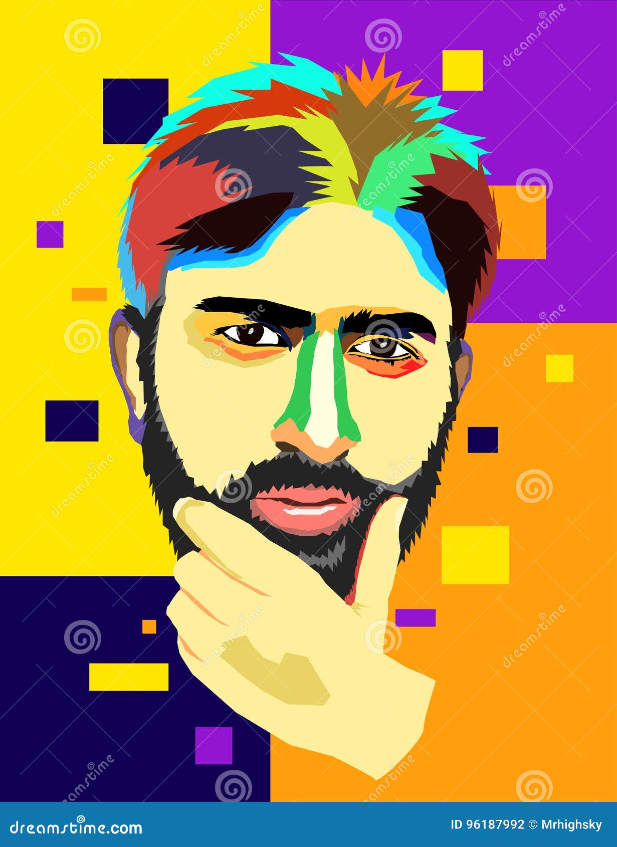 Artistic Portrait of a Man in Contemplation Stock Vector - Illustration ...