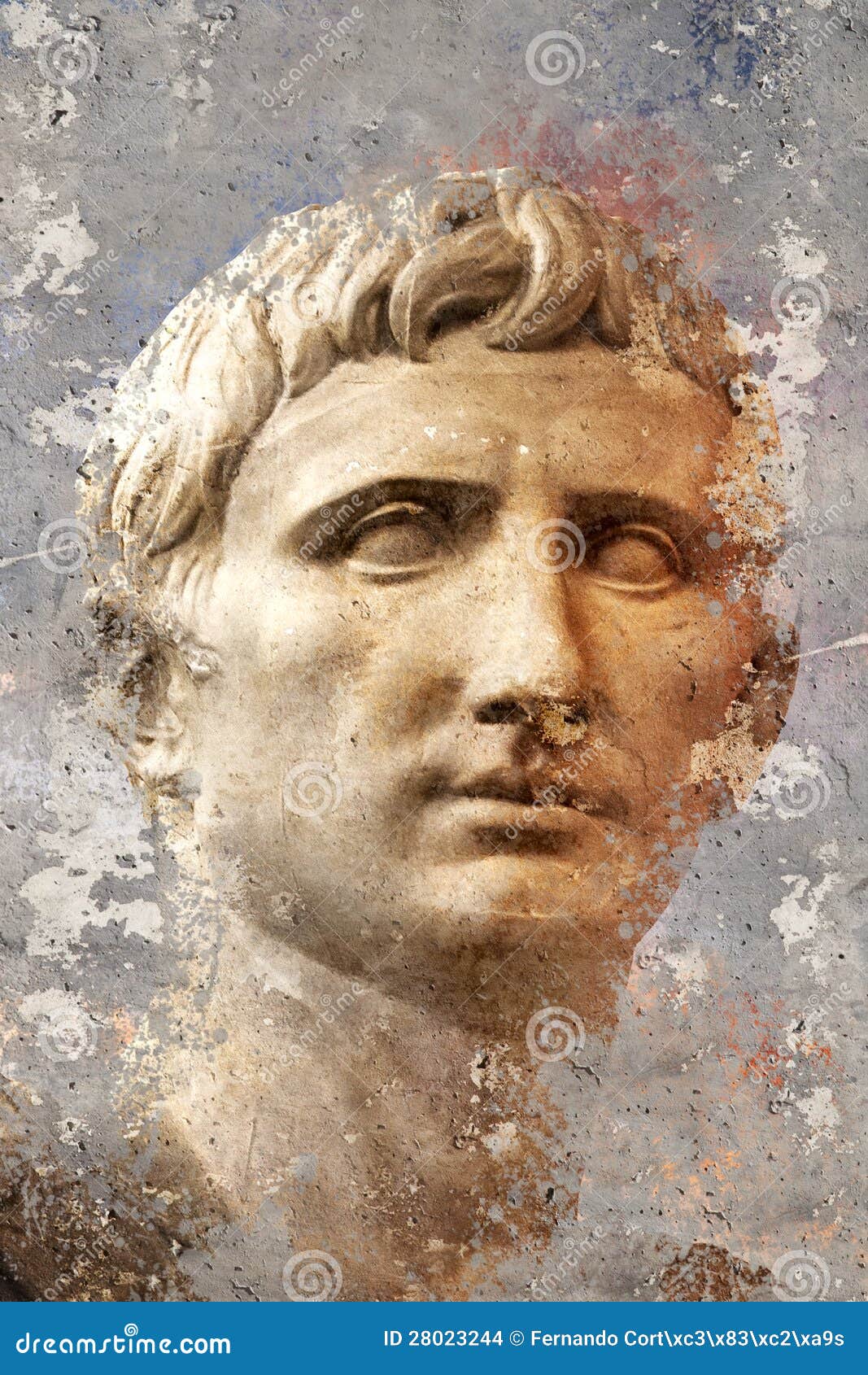 Artistic Portrait with Textured Background, Classical Greek Sculpture ...