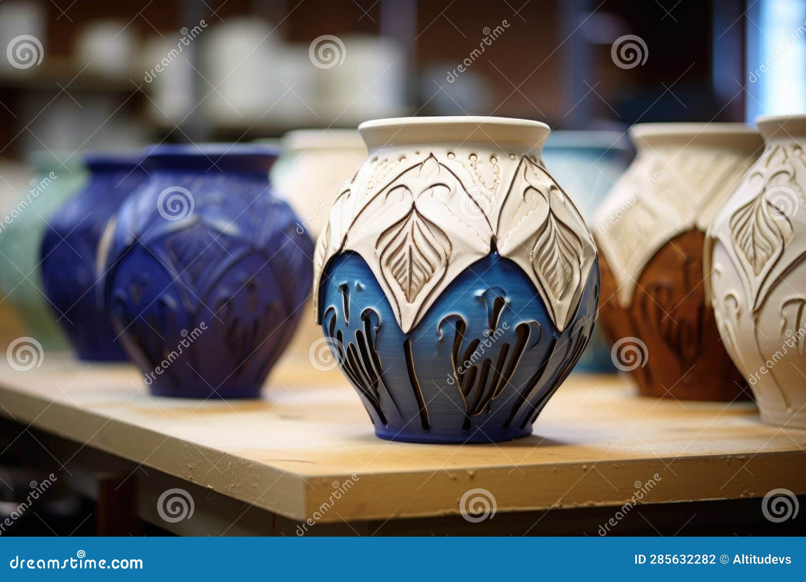 Artistic Pottery in the Process of Being Glazed Stock Photo - Image of ...
