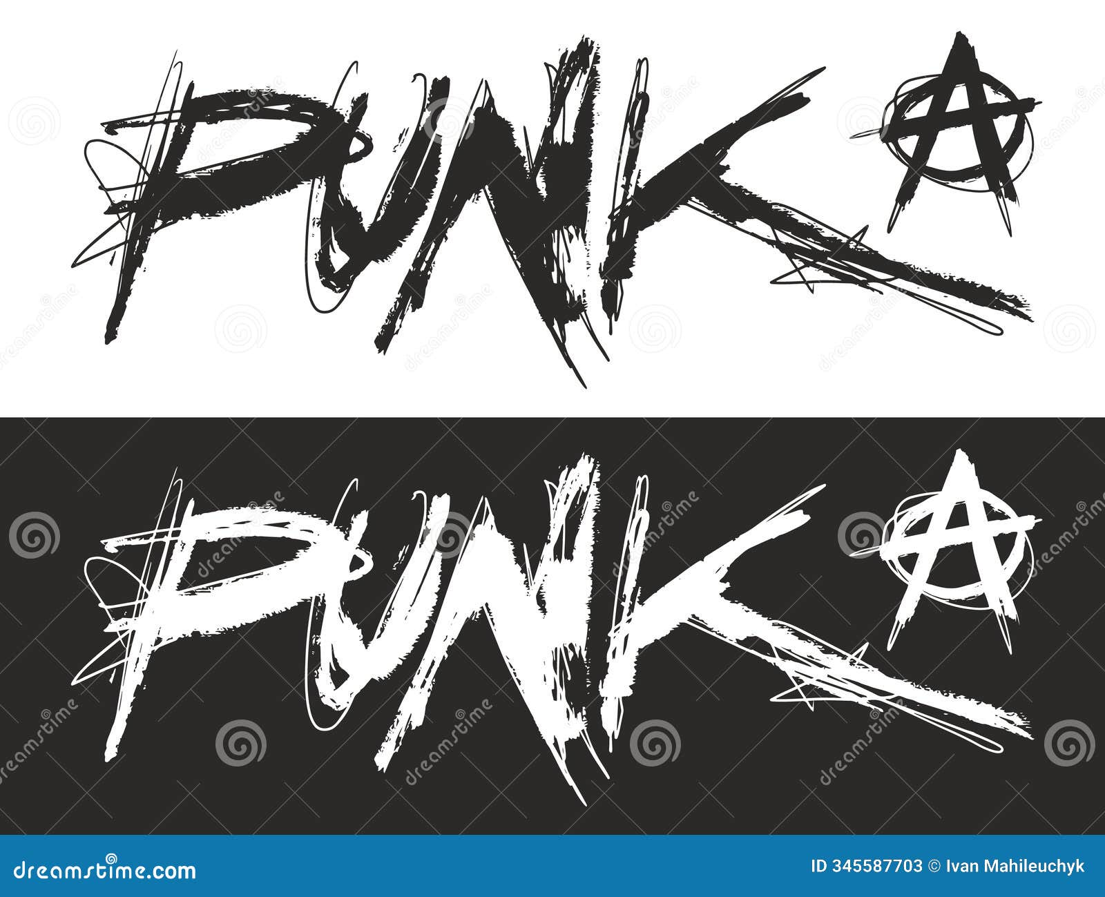 Artistic Punk Style Graphics with Anarchy Symbol Stock Illustration ...