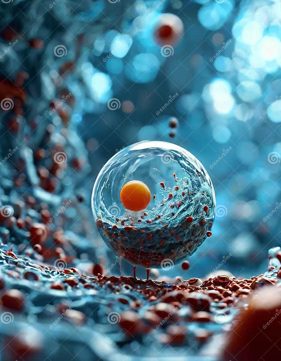 Artistic Rendering of a Floating Sphere in Abstract Environment Stock ...