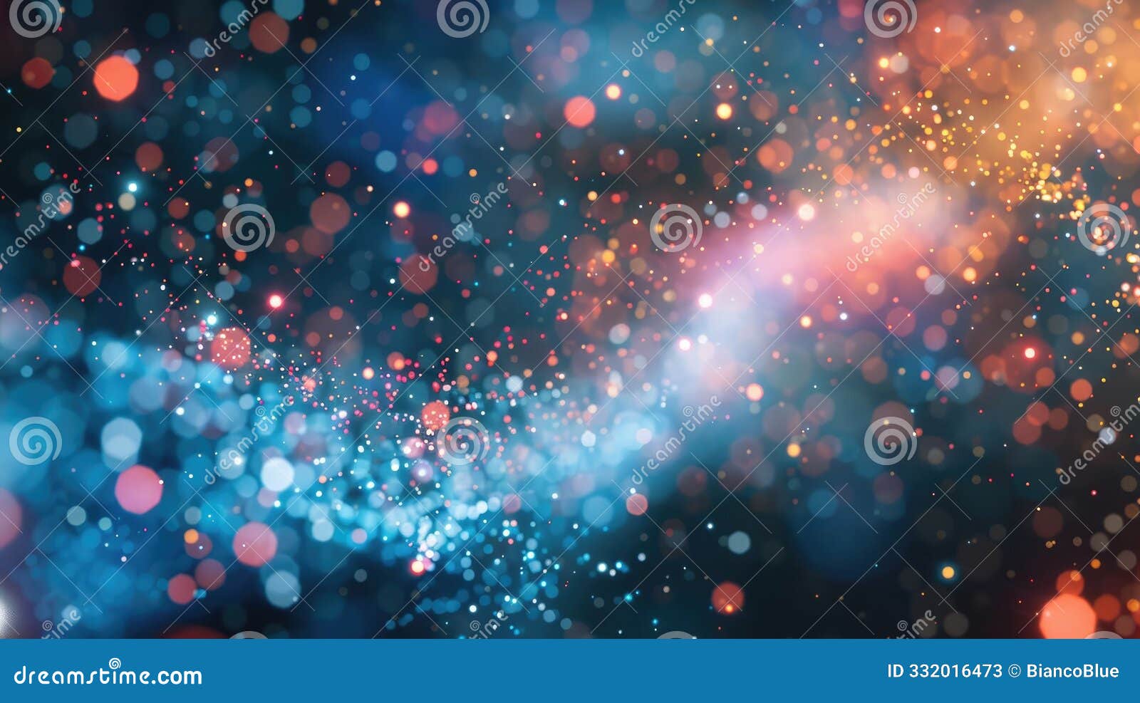 Artistic Rendering of Glowing Blue and Orange Particles Floating in a ...