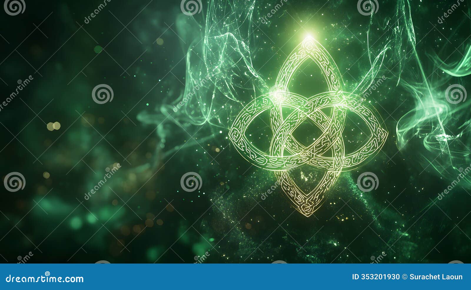 Artistic Rendering of Glowing Celtic Trinity Knot in Green Hues ...