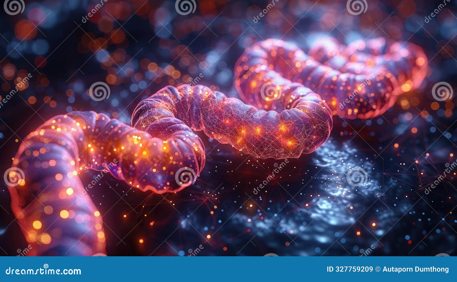 Artistic Rendering of a Glowing, Translucent Worm-like Creature with a ...