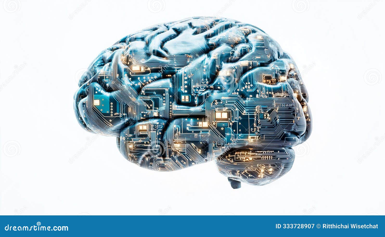 Artistic Rendering of a Human Brain Composed of Circuits and Digital ...