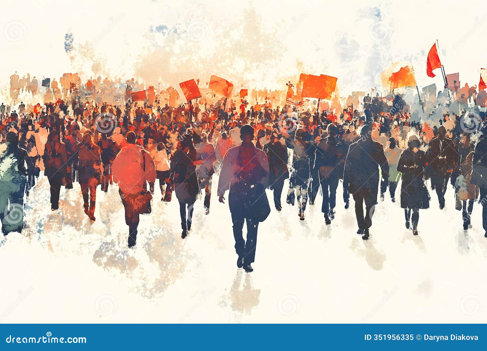 An Artistic Rendering of a Large Crowd Marching for Justice ...