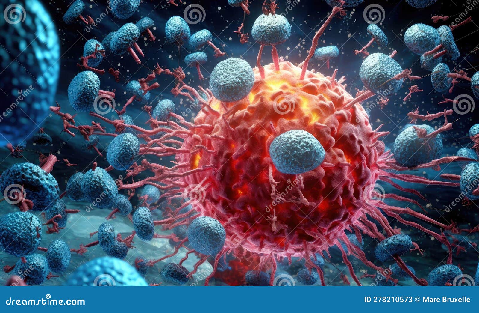 Artistic Rendering of RNA Proteins Attacking Cancer Cells - AI ...