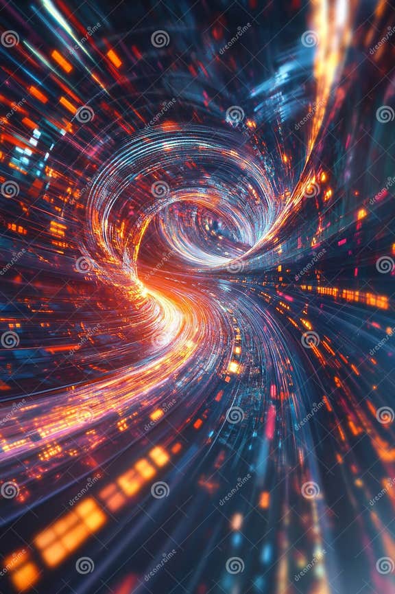 Futuristic AI Cloud Processing Visualization Stock Illustration ...