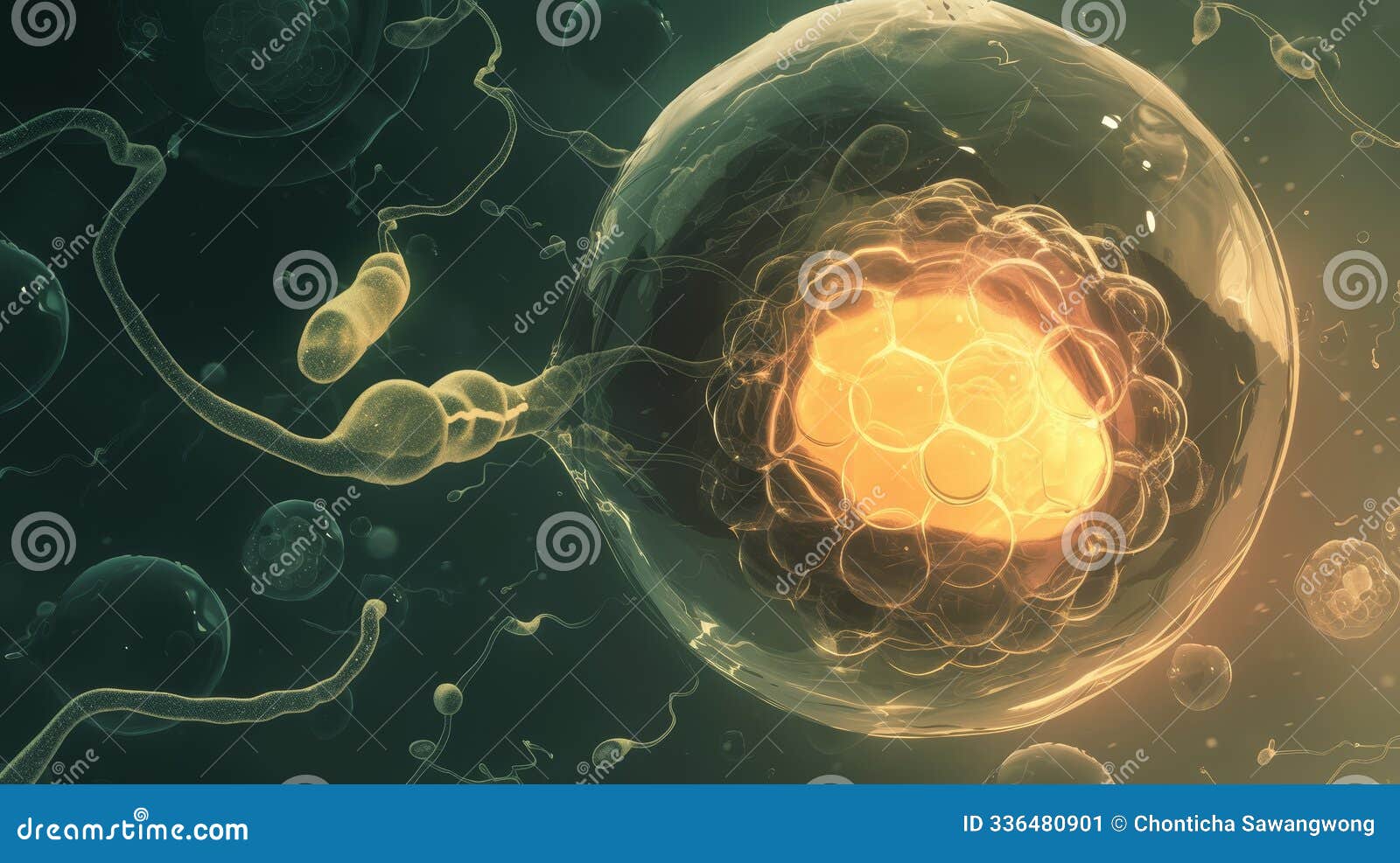 An Artistic Representation of a Cell Showcasing Its Nucleus, Membrane ...