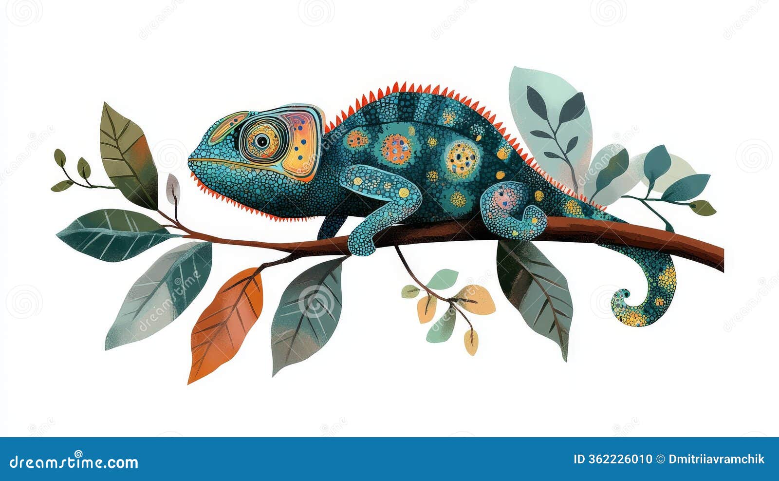 An Artistic Representation of a Chameleon, Rendered in a Stylized ...